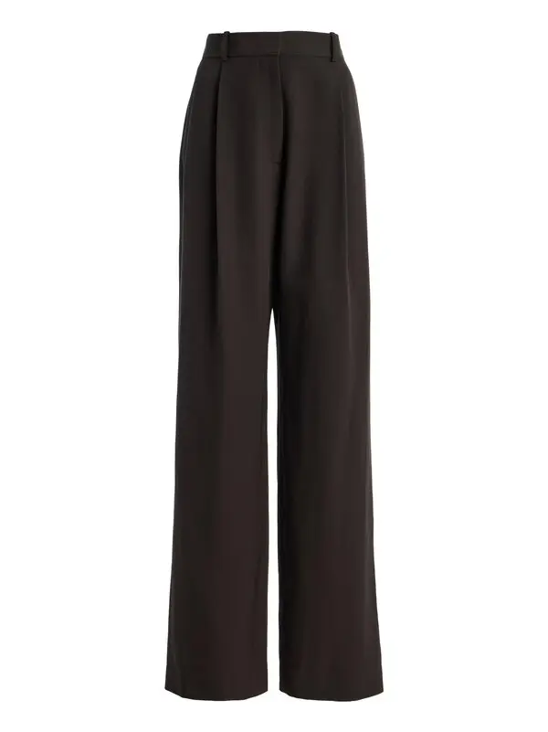 THE ROW Lowe Pleated Wool Pants - Grey
