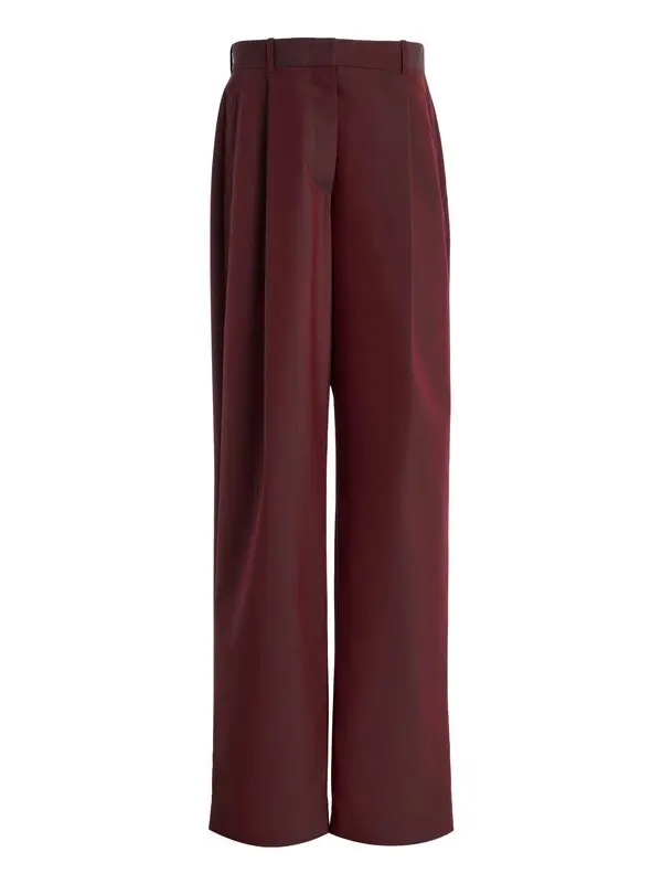THE ROW Lowe Pleated Wool Pants - Red