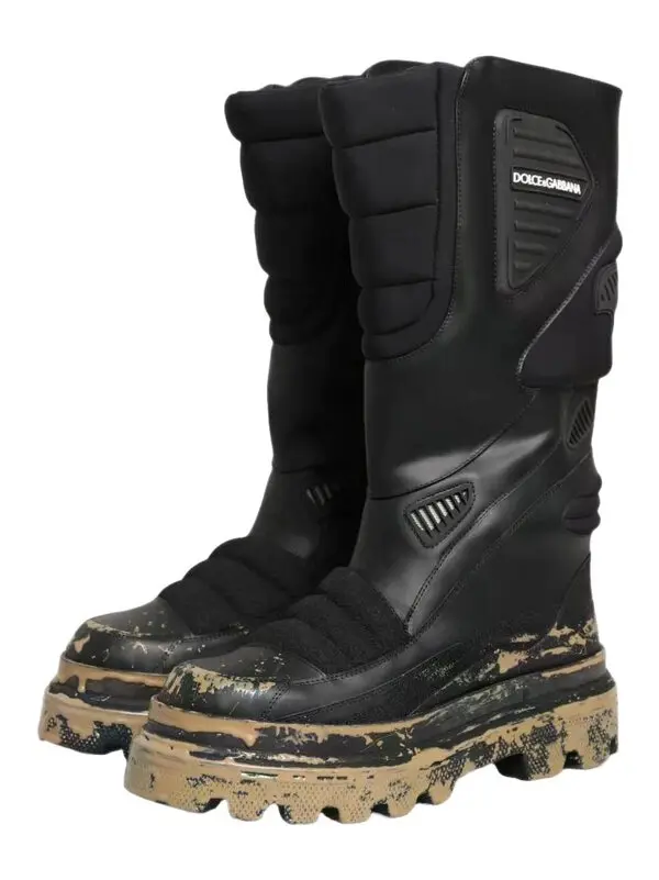 Dolce & Gabbana Logo-plaque Leather Boots - Black