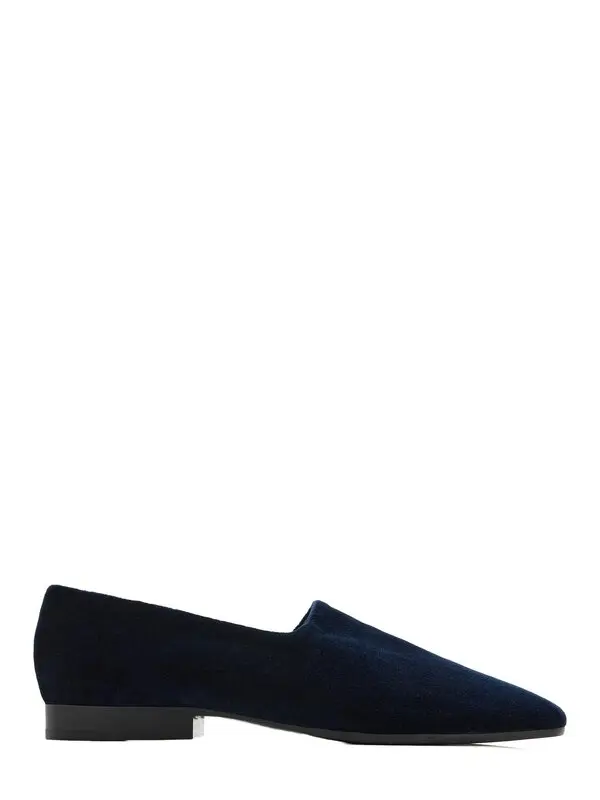 THE ROW Safi Velvet Slippers - Navy