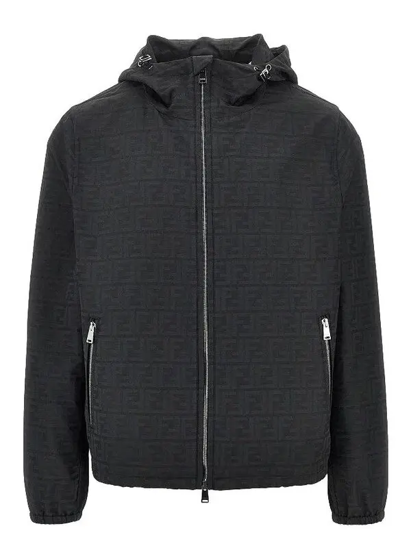 Fendi Ff Jacquard Nylon Blouson Jacket - Charcoal