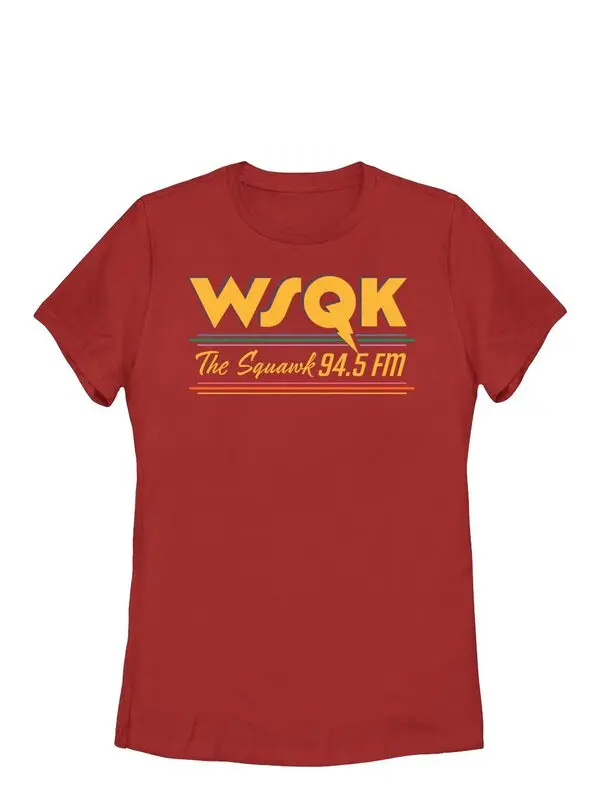 STRANGER THINGS Vintage Radio The Squawk Wsqk Short Sleeve Graphic T-shirt - Red