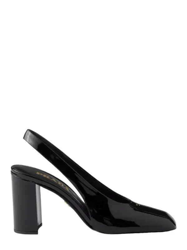 Prada Patent-leather Slingback Pumps - Black