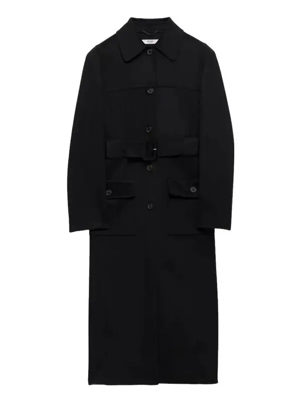 Prada Single-breasted Double-cloth Overcoat - Black