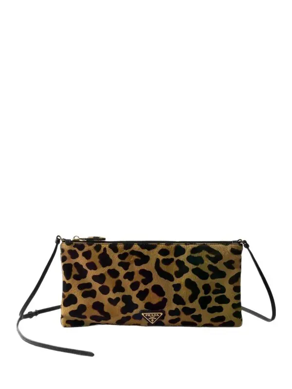 Prada Small Printed Calf-hair Shoulder Bag - Brown