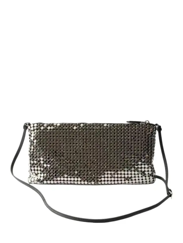 Prada Small Satin And Metal Mesh Shoulder Bag - Silver