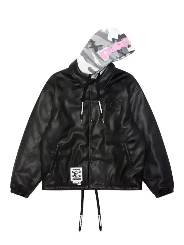 AAPE BY *A BATHING APE X Erased Hooded Bomber Jacket - Black