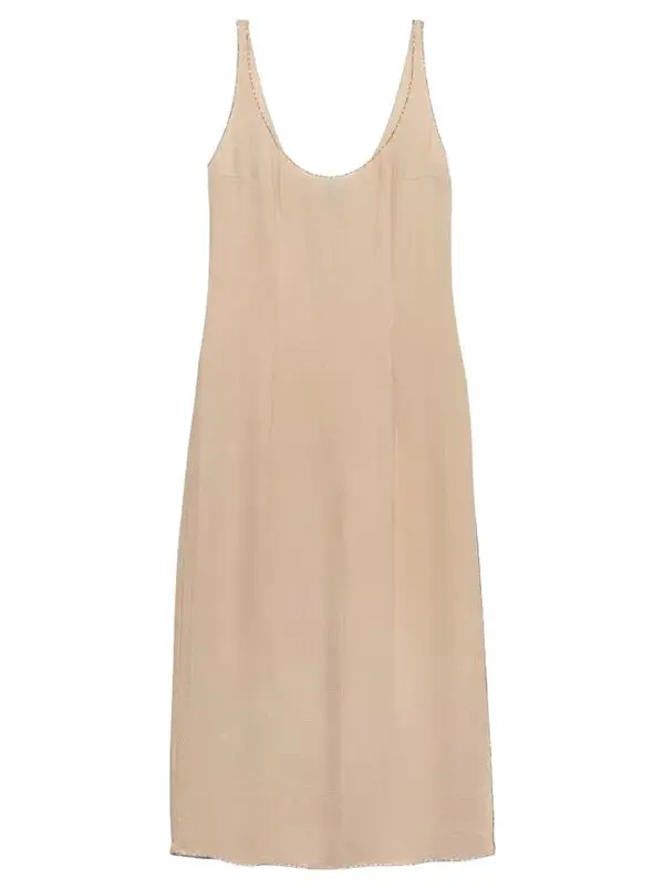 Prada Embroidered Triple-chiffon Dress - Neutrals