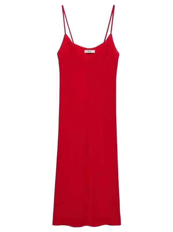 Prada Embroidered Triple-chiffon Slip Dress - Red