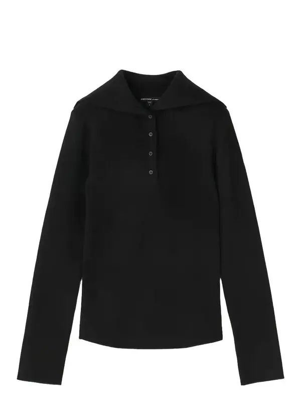 JAMES PERSE Funnel-neck Button-up Sweater - Black