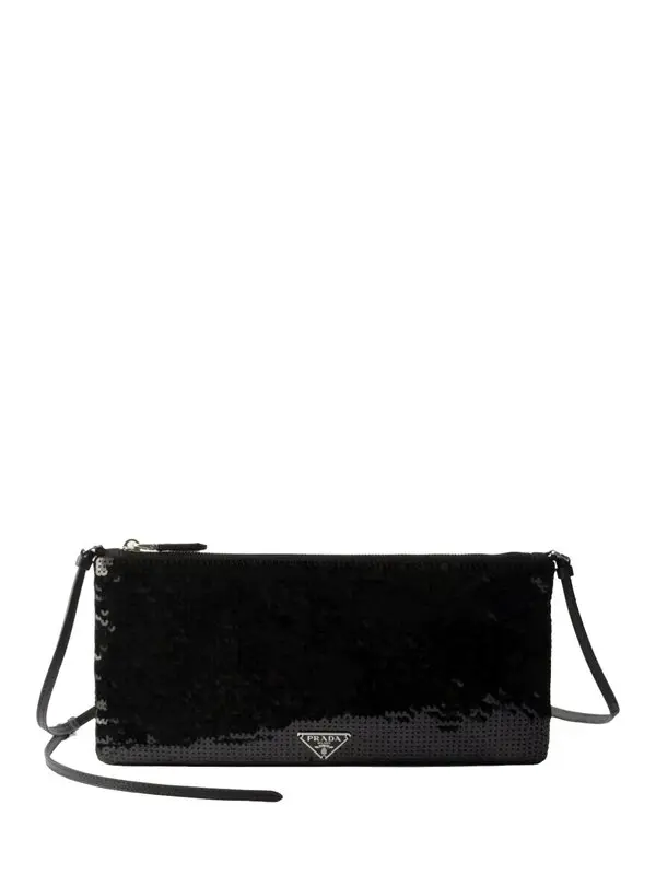 Prada Small Satin And Sequin Shoulder Bag - Midnight