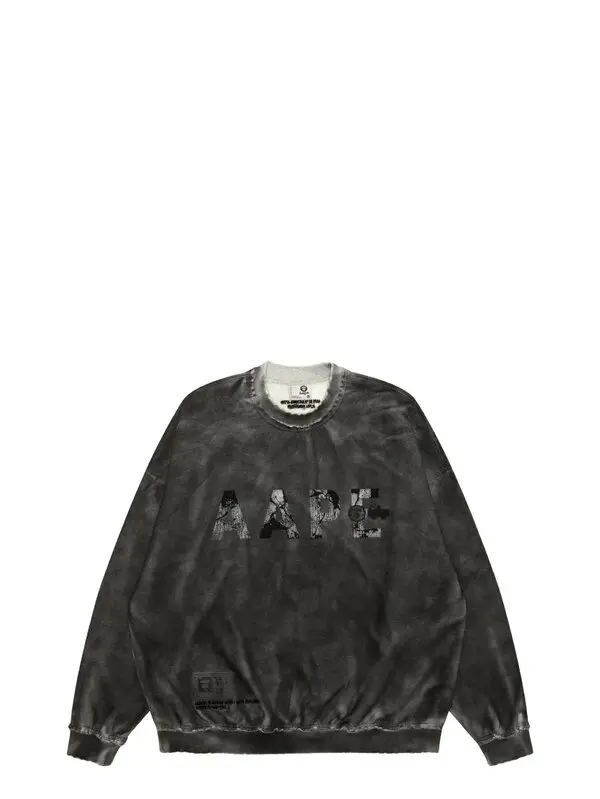 AAPE BY *A BATHING APE X Alpha Industries Logo-print Washed Sweatshirt - Black