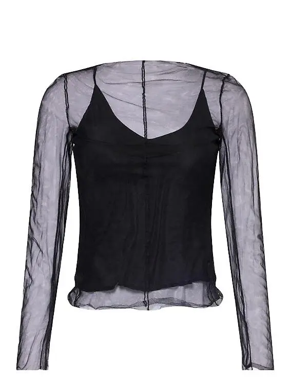 MARC LEBIHAN Top Pince Croix Tulle Top - Noir