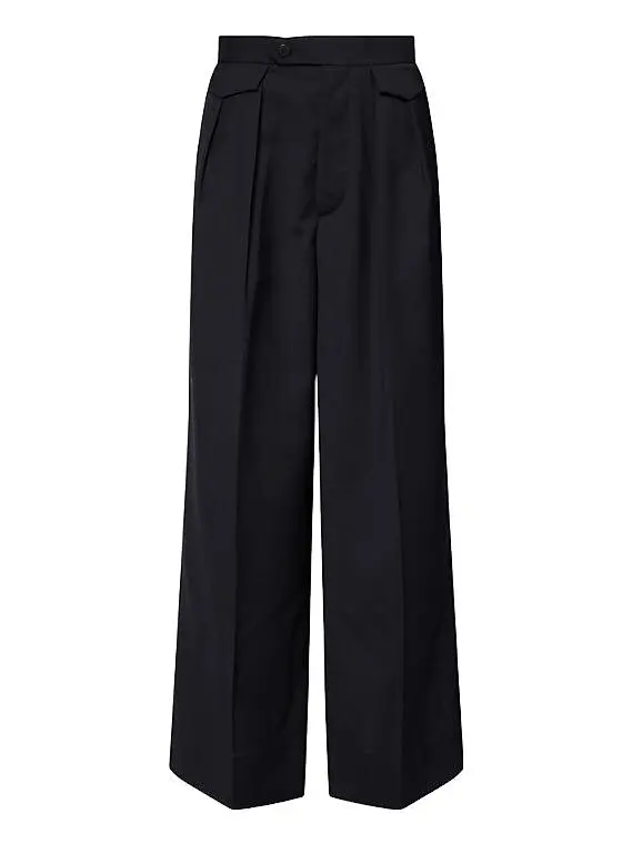 Issey Miyake Honest Wide-leg Wool Blend Trousers - Black