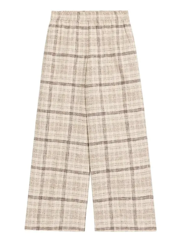 Brunello Cucinelli Cotton Silk Tweed Wide-leg Pull-on Pants - Beige