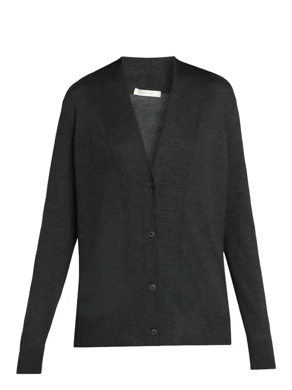 THE ROW Vanon Cashmere V-neck Cardigan - Charcoal