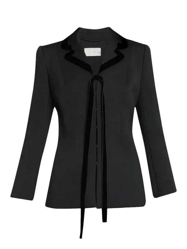 THE ROW Celinde Velvet-trim Stretch Wool Single-breasted Jacket - Black