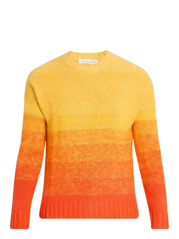 Iris Von Arnim Rainbow Caps Cashmere & Silk Crewneck Sweater - Yellow Multi