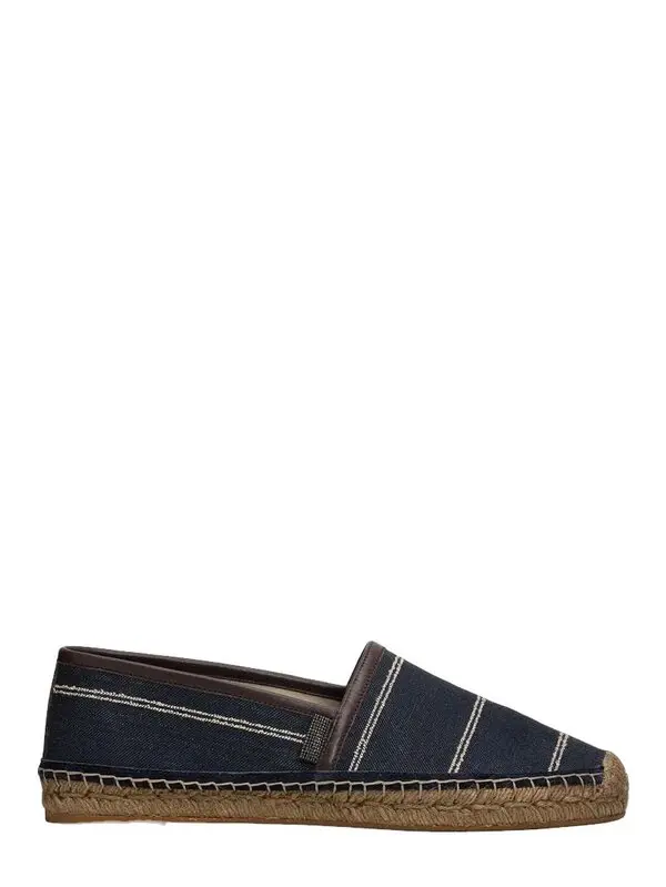 Brunello Cucinelli Double-pinstripe Denim Espadrilles - Blue