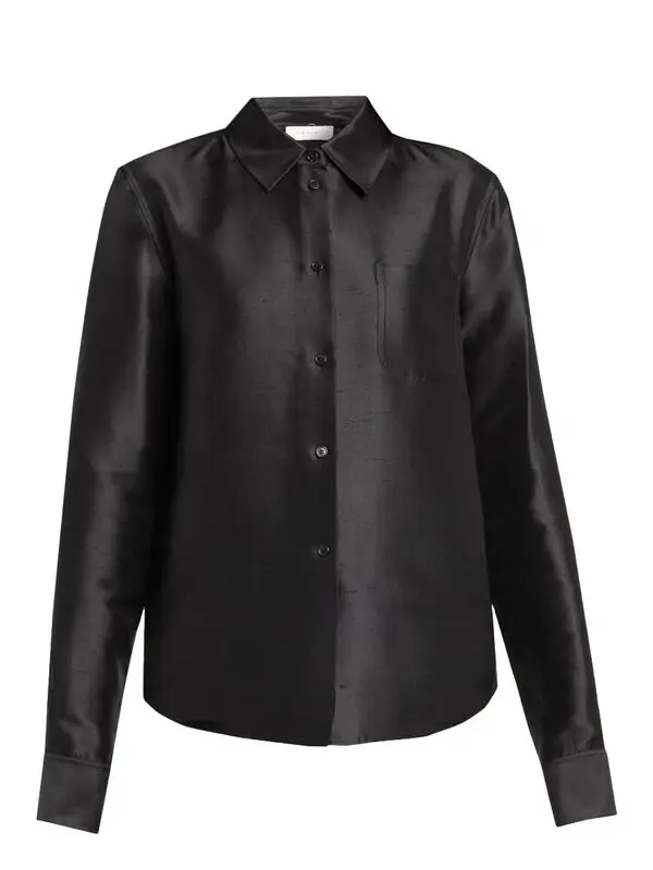 THE ROW Katune Silk Mikado Button-down Shirt - Black