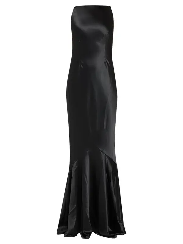 Retrofete Ambrosia Satin Open-back Gown - Black