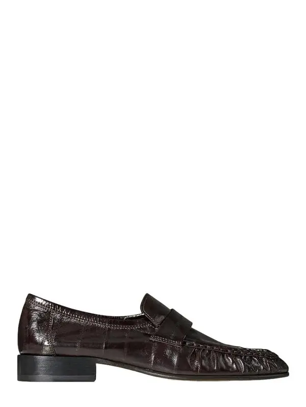THE ROW Crinkled-leather Penny Loafers - Brown
