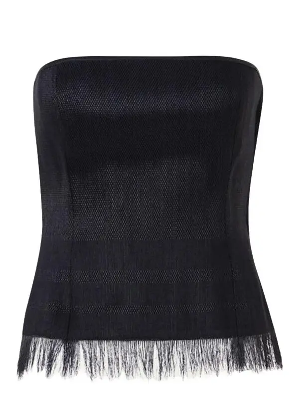 Akris Strapless Horsehair Fringe Bustier Top - Black
