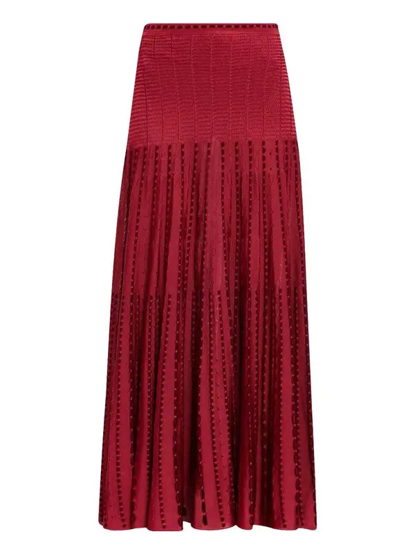 Ulla Johnson Lilah Eyelet Degrade Midi Skirt - Garnet