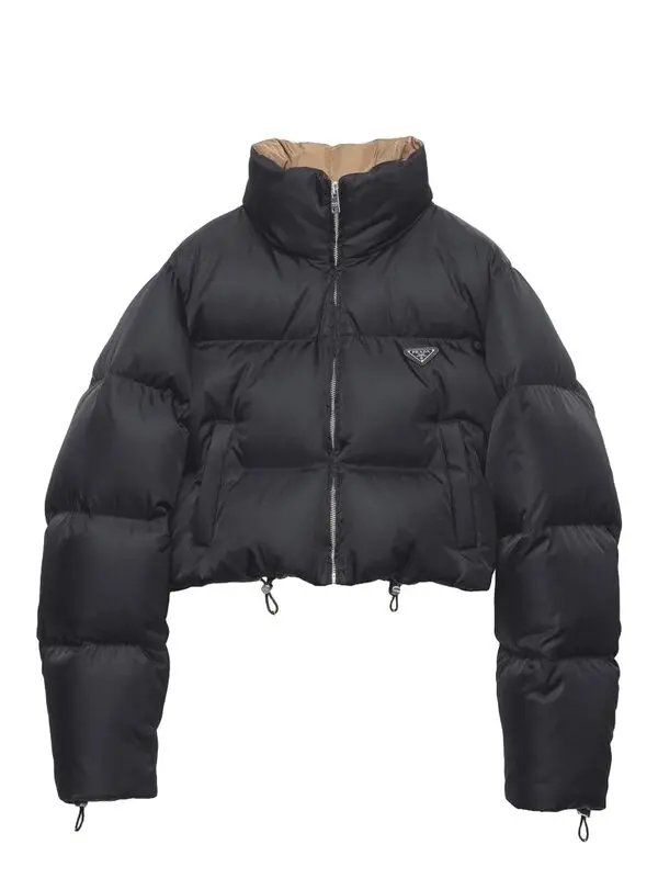 Prada Cropped Re-nylon Down Jacket - Jet Black