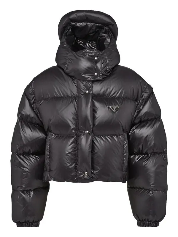 Prada Re-nylon Transformable Hooded Down Jacket - Nero