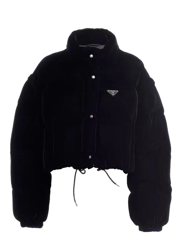 Prada Velvet Detachable-sleeve Down Jacket - Nero