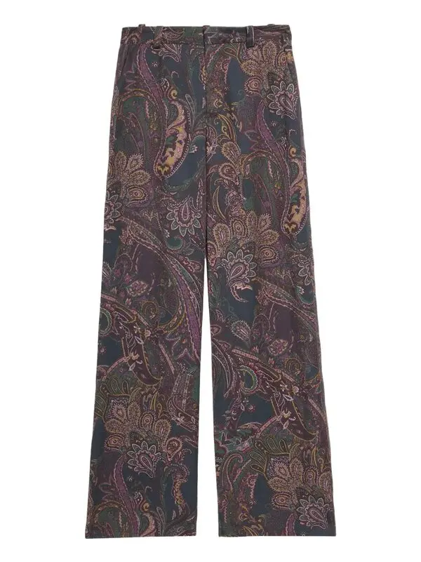 L'AGENCE Livvy Paisley High-rise Straight-leg Trousers - Midnight