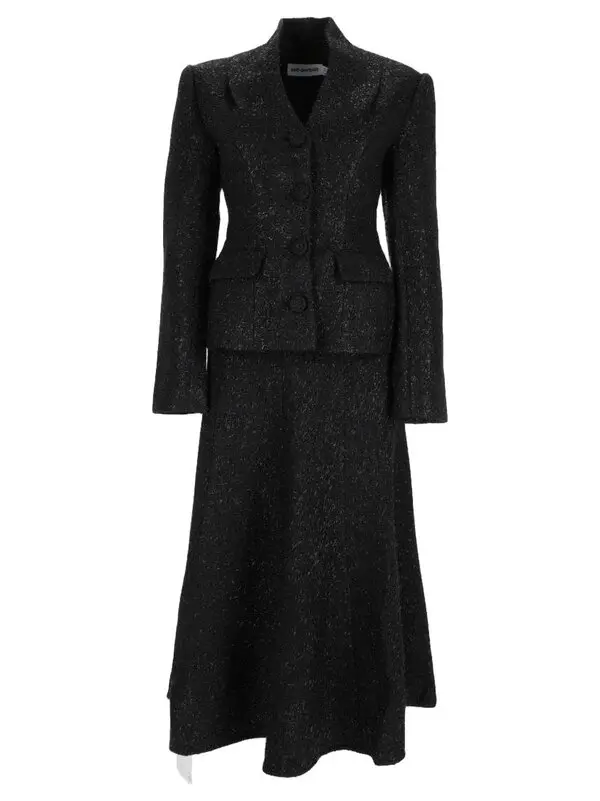 SELF-PORTRAIT Textured Blazer Midi Dress - Black