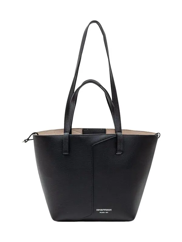 Emporio Armani Shopping Handbag Tote Bag In 100% Genuine Leather - Nero