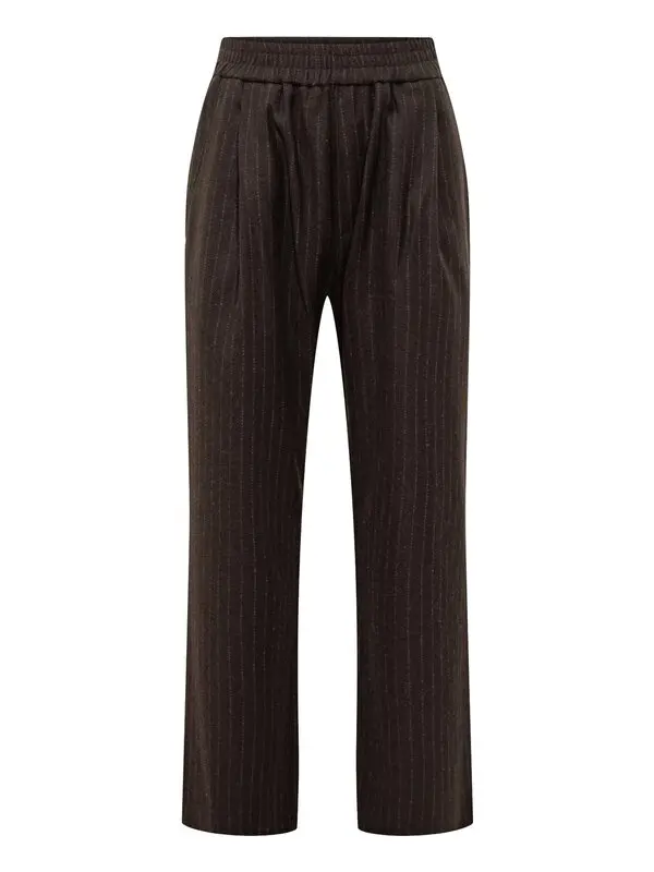 HOSIO Drawstring Waist Wool-blend Trousers - Moro