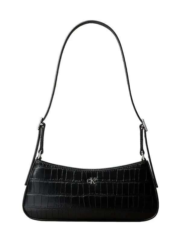 Calvin Klein Monogram Crocodile Shoulder Bag - Black