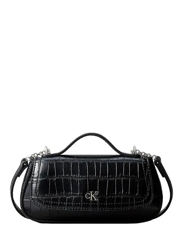 Calvin Klein Croc Embossed Crossbody Bag - Black