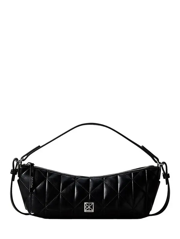 Calvin Klein Quilted Emblem Elongated Bag - Black
