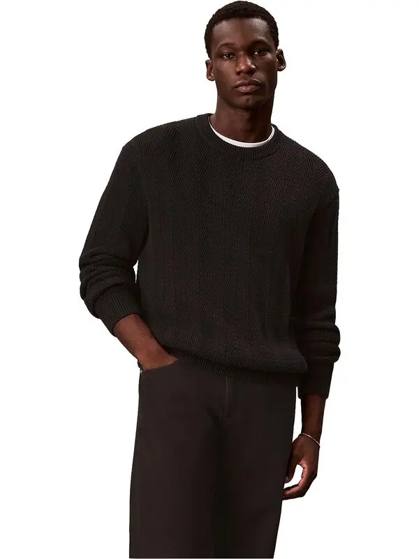Calvin Klein Cotton Cable Knit Sweater - Black