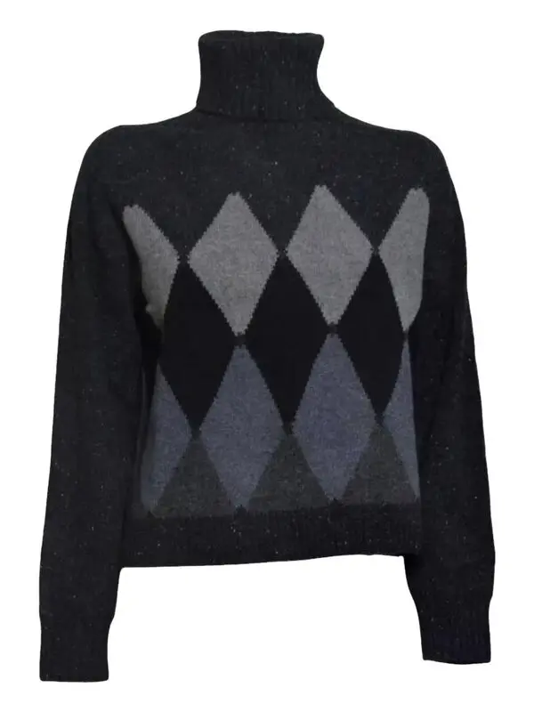 BALLANTYNE Argyle-intarsia Roll-neck Sweater - Grey