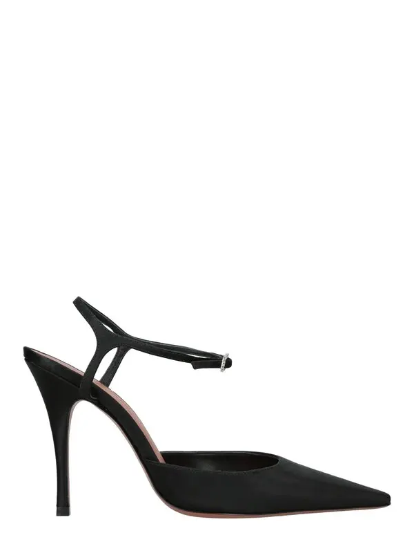 Amina Muaddi Satin Carolyn Pumps 100 - Black