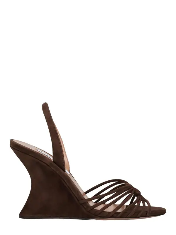 AQUAZZURA Suede Serenity Wedge Sandals 95 - Brown