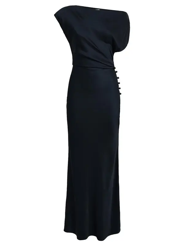 BLAZÉ MILANO Satin Novalis Midi Dress - Navy