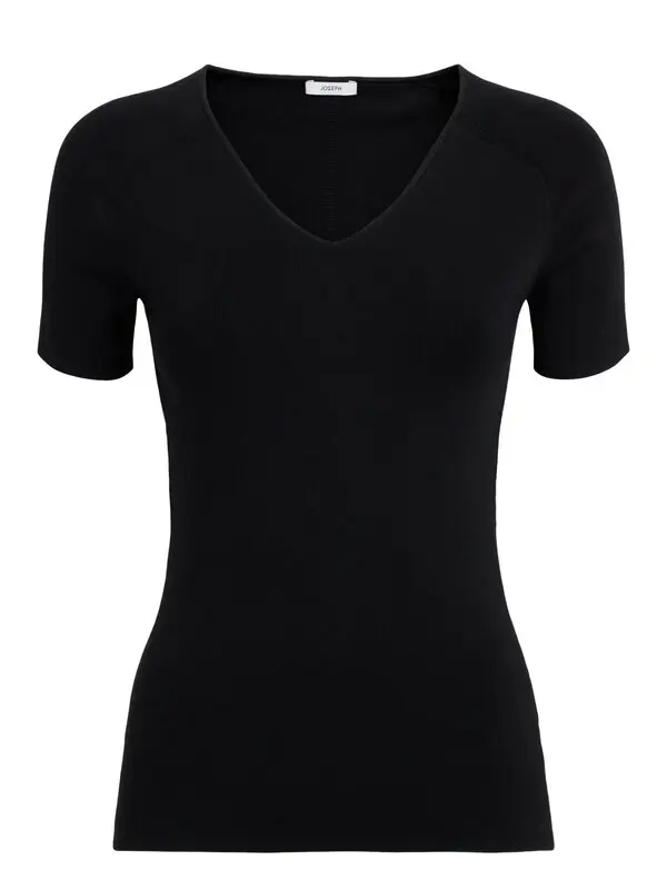 JOSEPH Silk-blend V-neck Elly T-shirt - Black