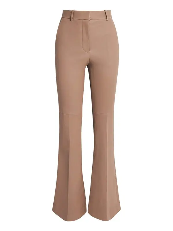 JOSEPH Leather Tafira Flared Trousers - Brown