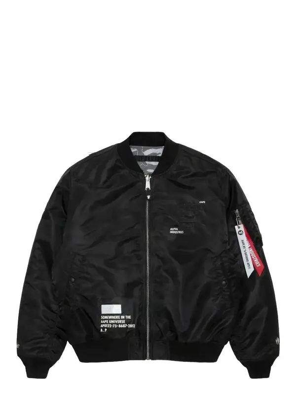 AAPE BY *A BATHING APE Moonface Embossed Bomber Jacket - Black