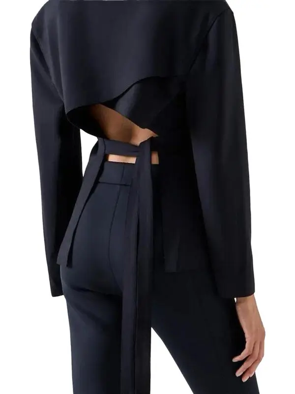 Akris Wrap-effect Open-back Top - Black
