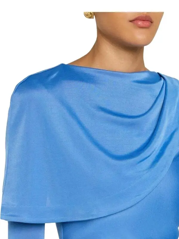 Rebecca Vallance Regent Draped Long-sleeve Mini Dress - Blue