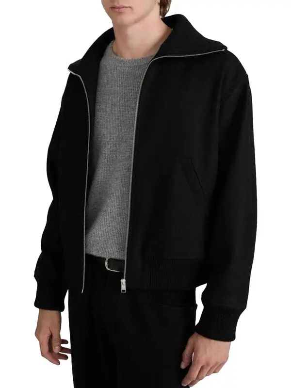 FRAME Apos;s Ribbed Wool-blend Blouson Jacket - Black