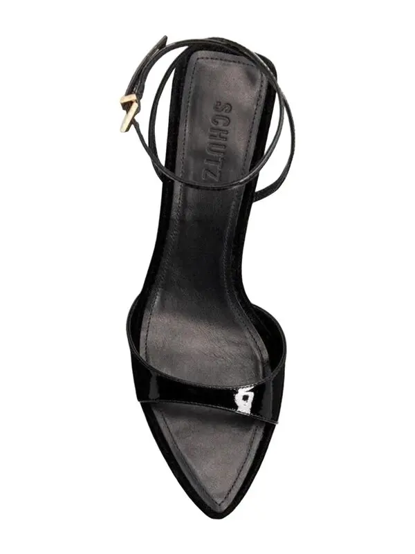 Schutz 100mm Elodie Patent Leather Wedge Sandals - Black